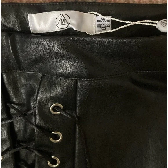 Missguided | Pants & Jumpsuits | Missguided Lace Up Leather Trousers ...